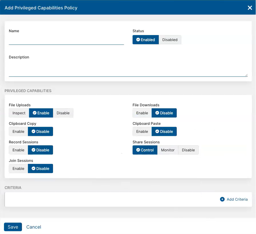 Add Criteria to a Privileged Capabilities Policy
